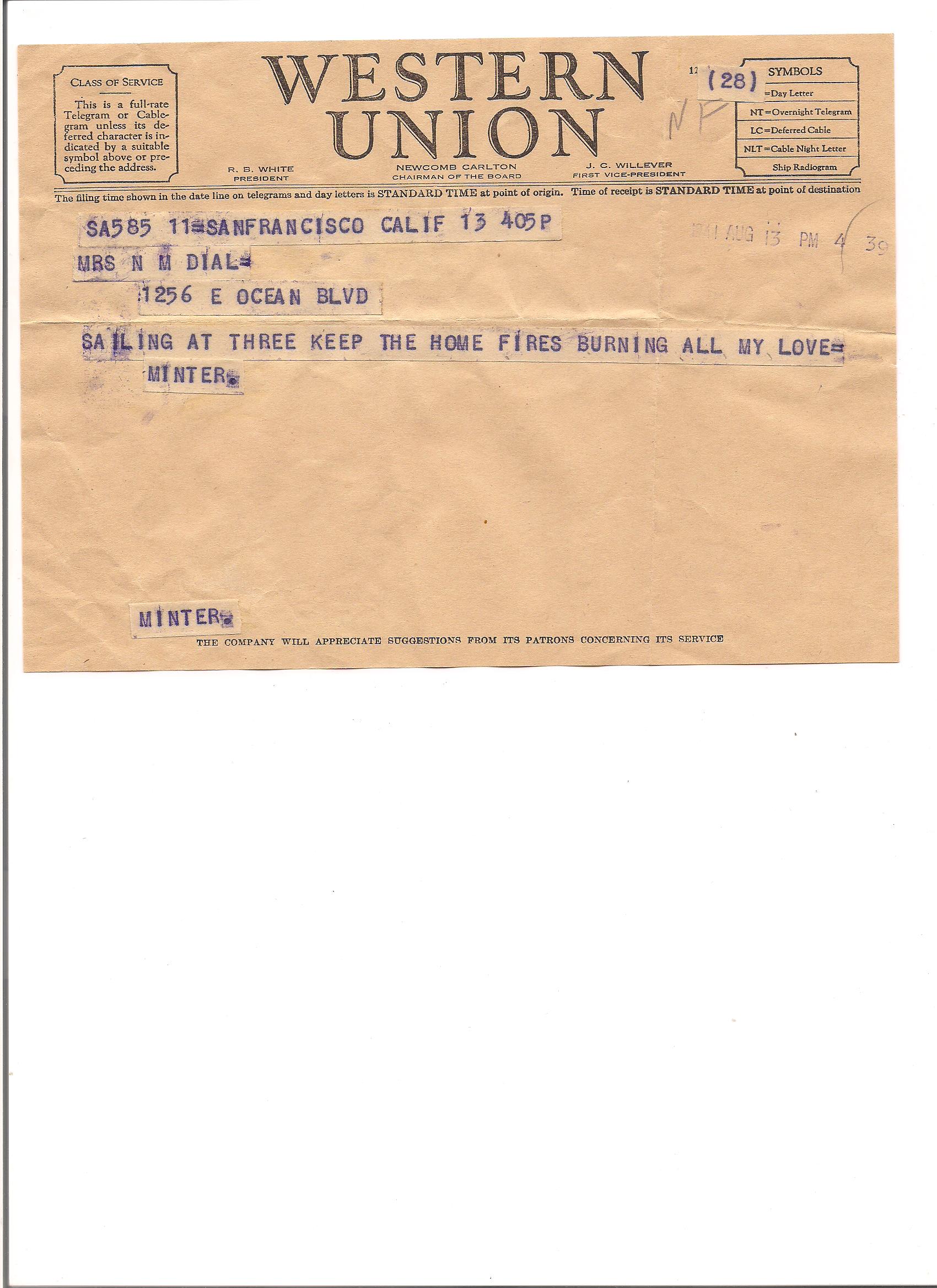 41.8.13.1941-western-union-to-Lisa-from-Minter | Minter Dial